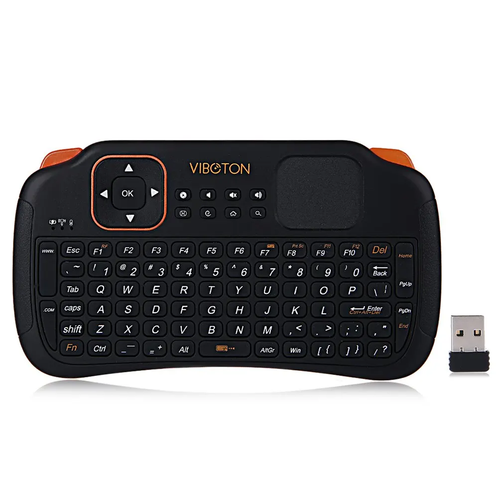 VIBOTON 2.4GHz Mini QWERTY Wireless Keyboard Air Mouse Remote Control ...