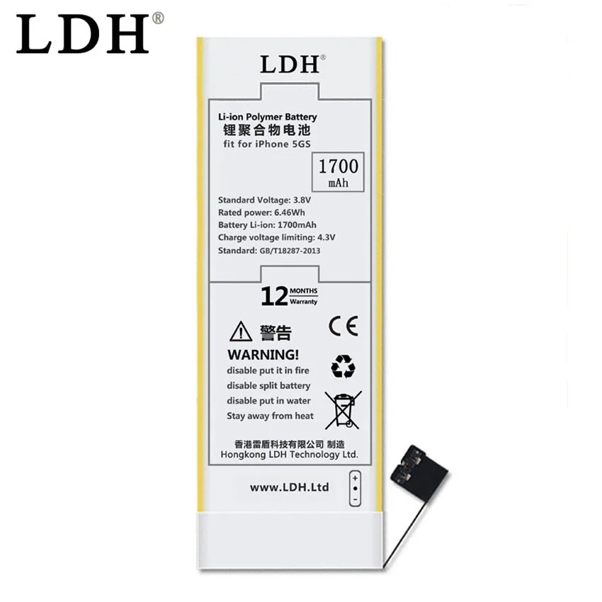 100% Original 5S LDH 1700 mAh Batería Para el iphone 5C de la Alta ...