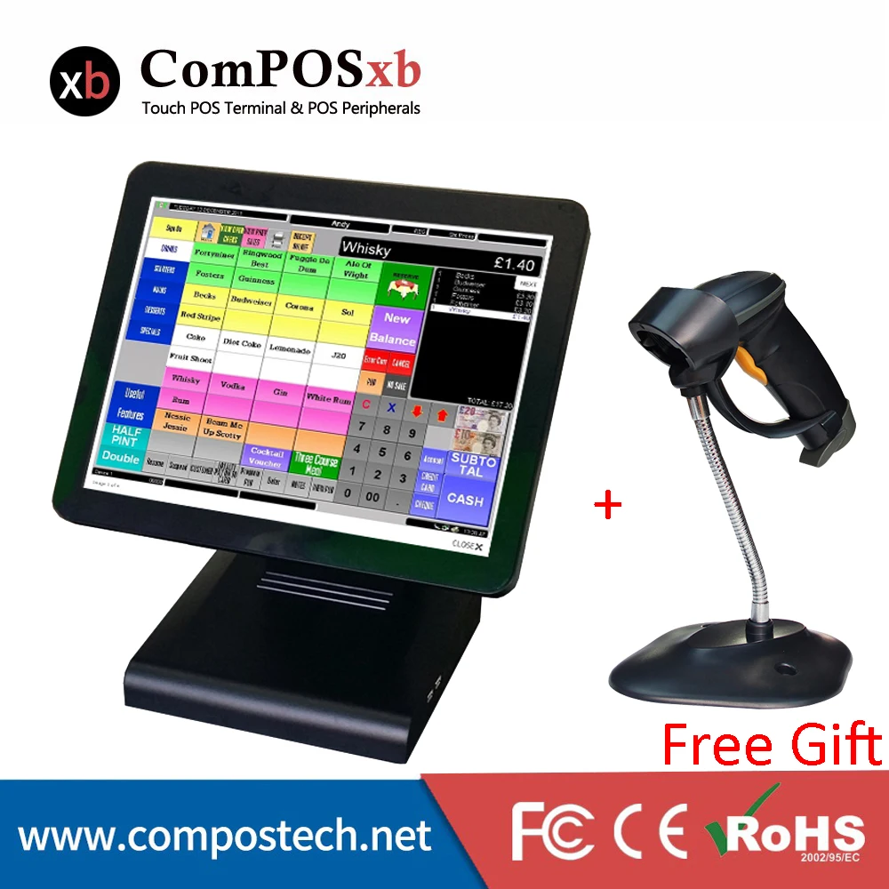 15 Inch Computer Restaurant Equipment Touch Screen Retail POS System ...