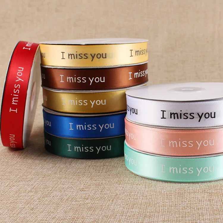 New 20mm Gift Ribbon Printed English letters " I MISS YOU " packaging ...
