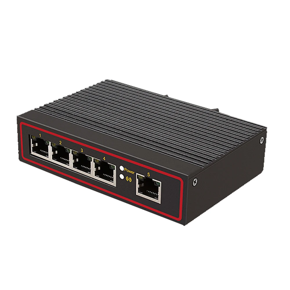 Industrial 5 port ethernet LAN switch 100M DOUBLE DC POWER high and low ...