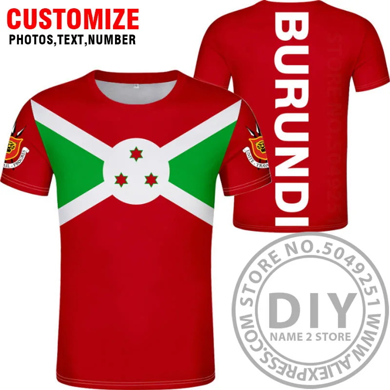 BURUNDI t shirt logo free custom made name number bdi country t-shirt ...