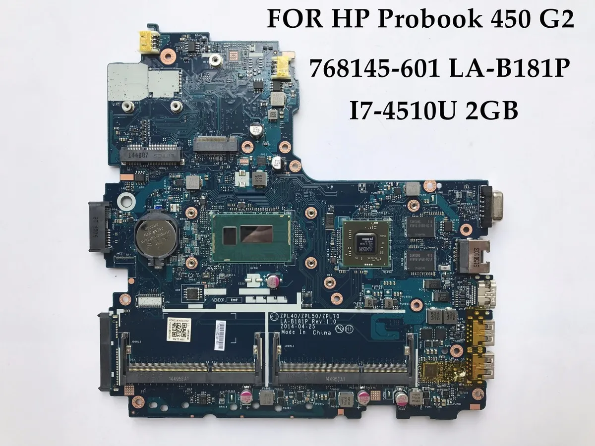 768145 601 FOR HP Probook 450 G2 Laptop Motherboard ZPL40/ZPL50/ZPL70 LA B181P SR1EB I7 4510U ...