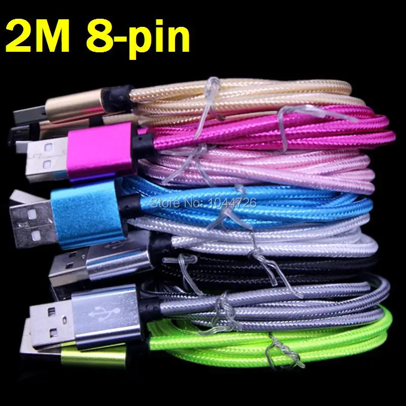 200pcs/lot 1m 2M Fabric braided + Aluminum Alloy Usb data cable ...