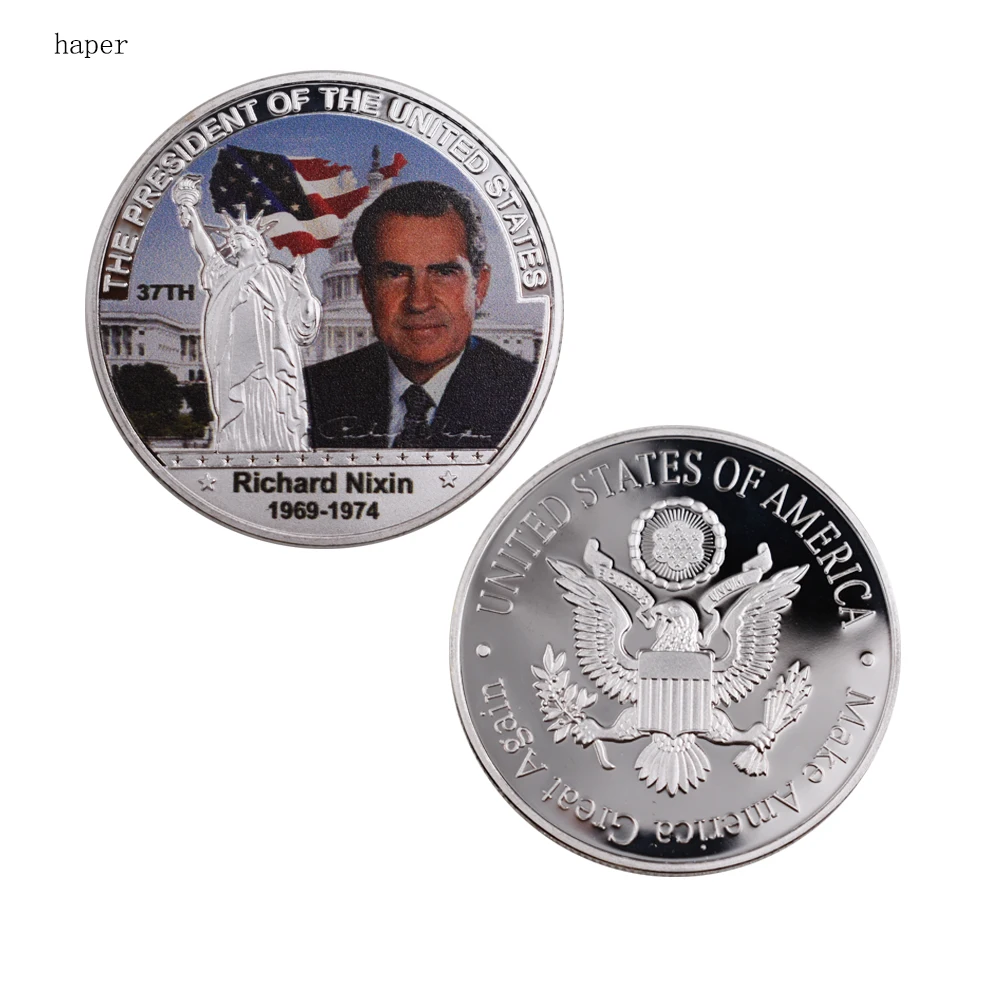 Richard Nixon Commemorative Silver Plated Coin Colored Us 37th ...