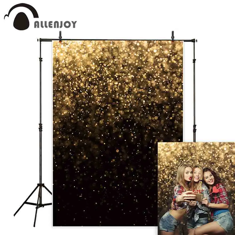 Allenjoy Party Selfie Photography Backdrop Gold Black Bokeh Glitter ...