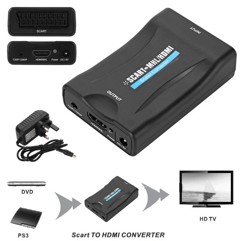 MVpower Mini SCART to HDMI Digital Video Audio Video Cables Upscale ...