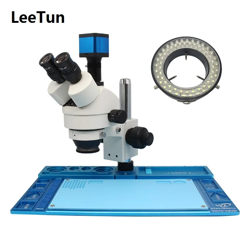 14MP 7X 45X Simul focal Trinocular Illuminated Zoom Stereo Microscope ...