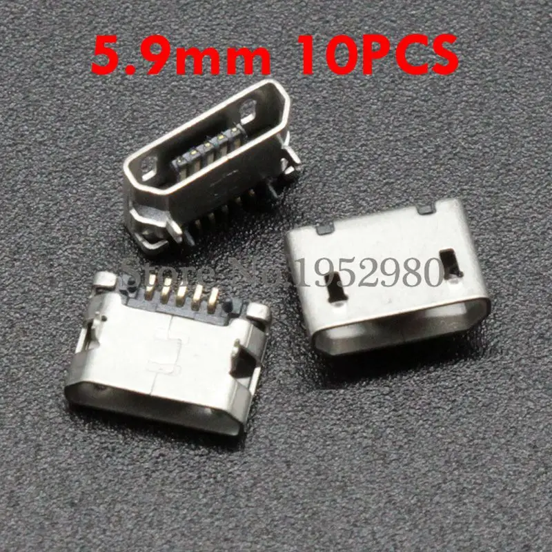 10PCS-Micro-USB-5-Pin-Connector-Type-B-Female-Socket-Front-Pin-5-9mm ...
