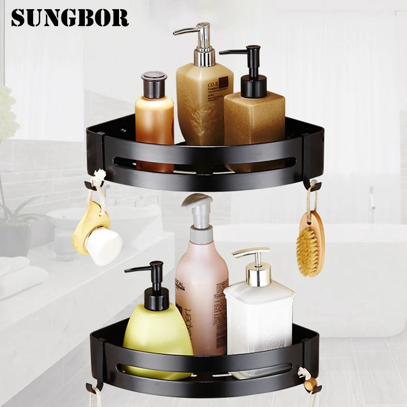 Space-Aluminum-Black-Bathroom-Corner-Shelf-Shower-Room-Rack-For-Body ...