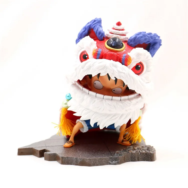 Anime One Piece New Year Lion Dance Luffy Action Figure Dolls Monkey D ...