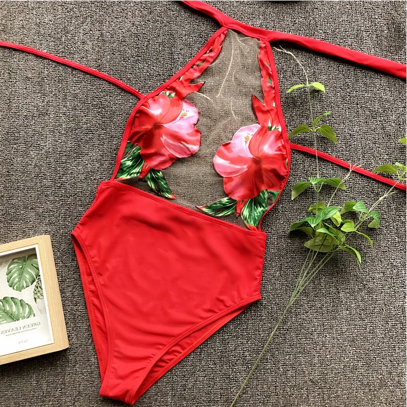 Mesh Transparent Swimsuit Women Bodysuit Sexy One Piece Swim Suit Women ...