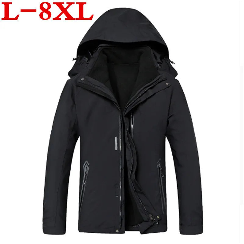 new plus size 8XL 7XL 6XL Waterproof Winter Jacket Men Warm 2 in 1 ...