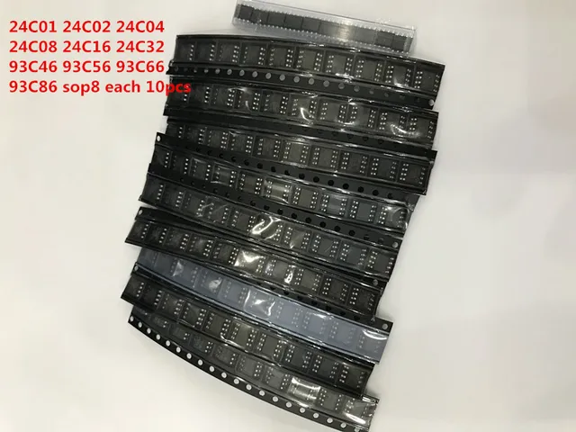 100PCS/LOT 24C01 24C02 24C04 24C08 24C16 24C32 93C46 93C56 93C66 93C86 ...
