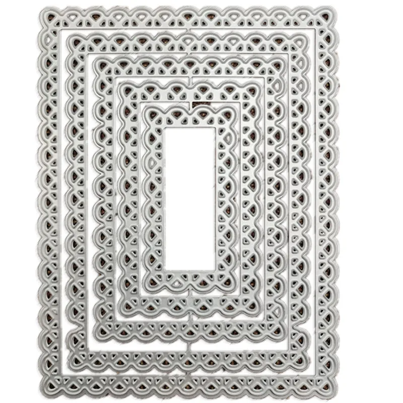 Nested Stitched Scallop Rectangle Frame Metal Cutting Dies DIY Etched ...