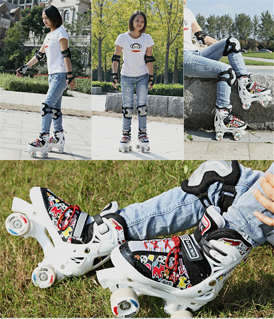 Цветные детские роликовые коньки с двумя линиями, роликовые коньки ...