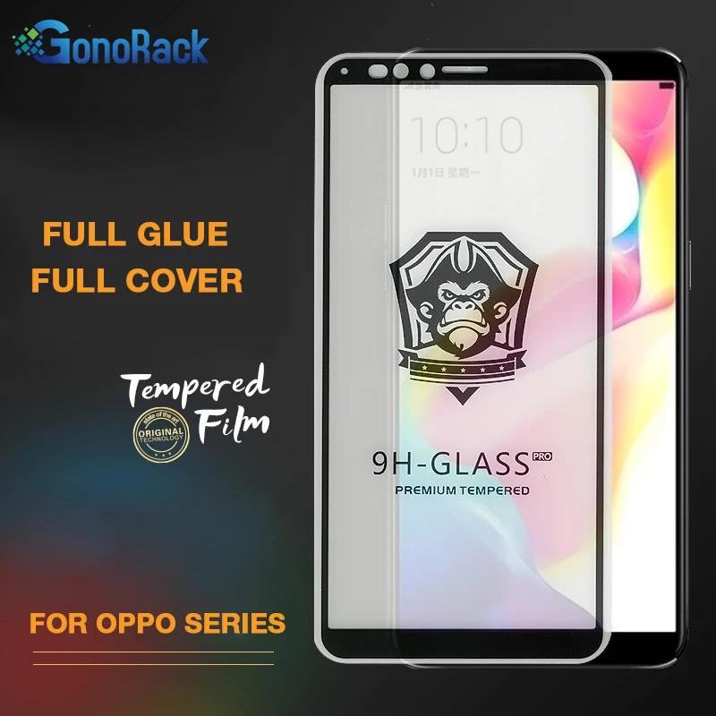 GonoRack Full Glue Tempered Glass For OPPO F7 F5 Full Cover Protective ...
