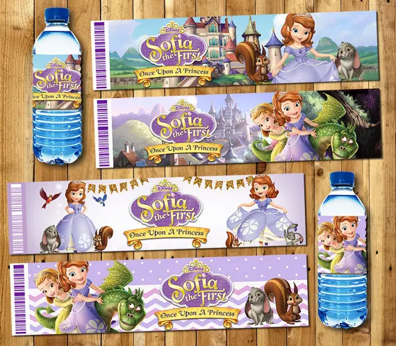 Princess Sofia the First Bottle Water Labels Baby Shower Birthday Party Decorations Kids Party ...