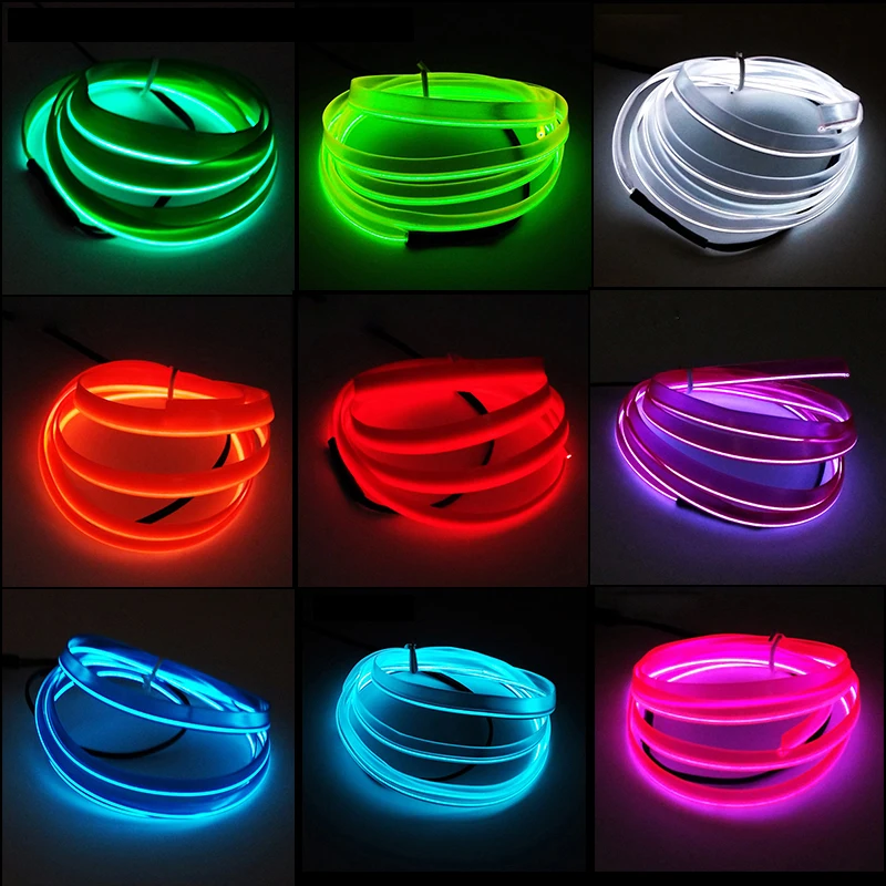 5M Flexible EL Wire Rope Neon Light Glow With Controller For Party ...