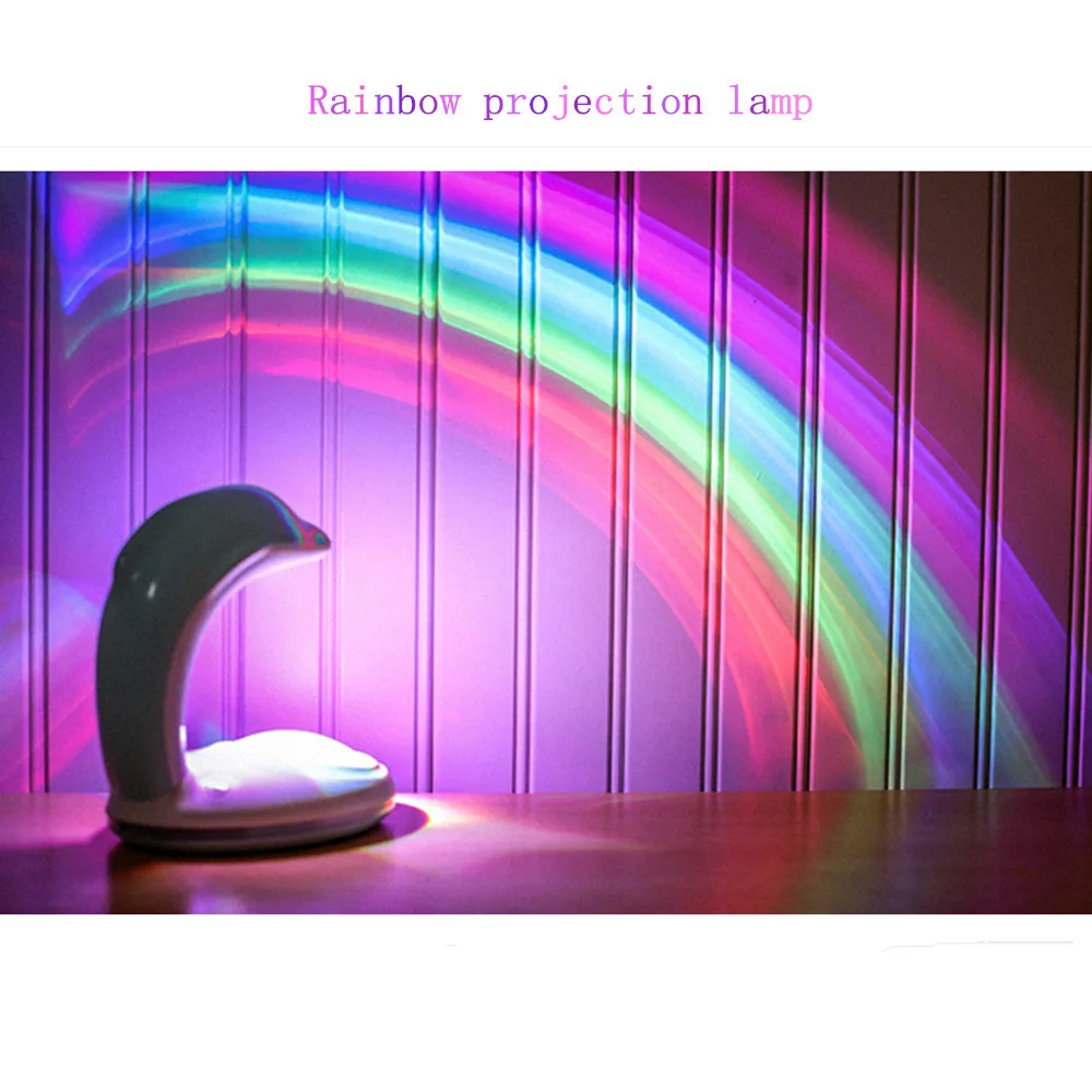 Creative Colorful Romantic Rainbow Night Light Rainbow Projection Lamp ...