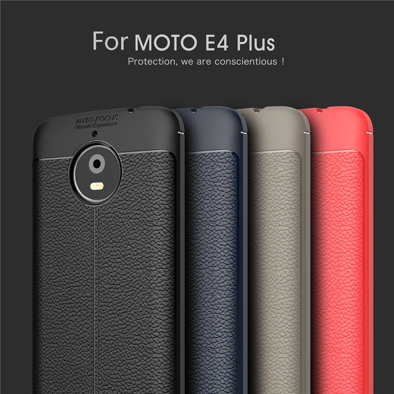 For Motorola Moto E4 Plus Case Luxury Leather texture Soft Silicone ...