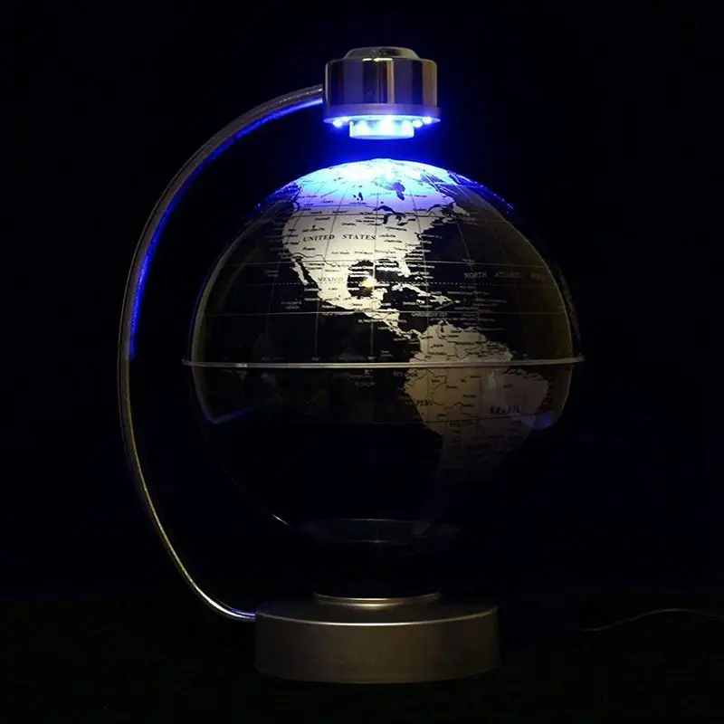 EU plug, magnetic levitation flute world map globe, 8 inch rotating ...