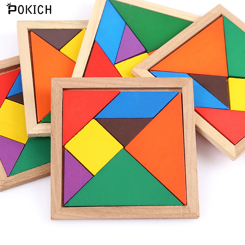 Pokich Children Wooden Colorful Diy Puzzle Jigsaw Baby Cultivate hobby ...