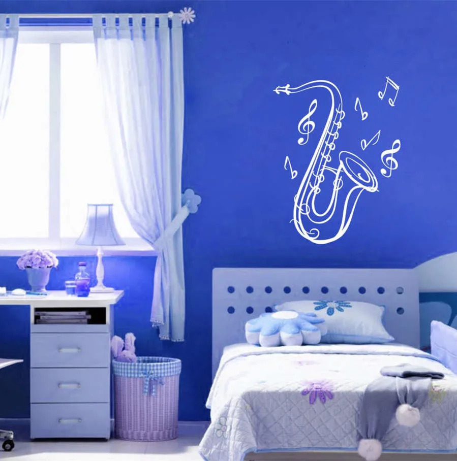 CaCar New Wall Stickers SAXOPHONE Music Instrument Vinyl Wall Decals ...