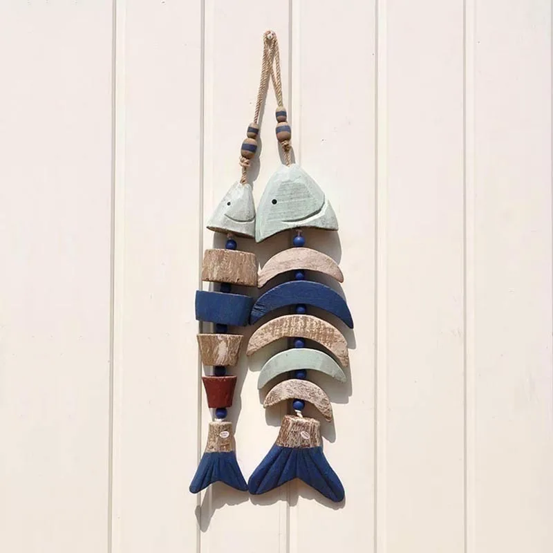 Mediterranean Fish Nautical Decor Wall Crafts Wood Fish Decorated ...