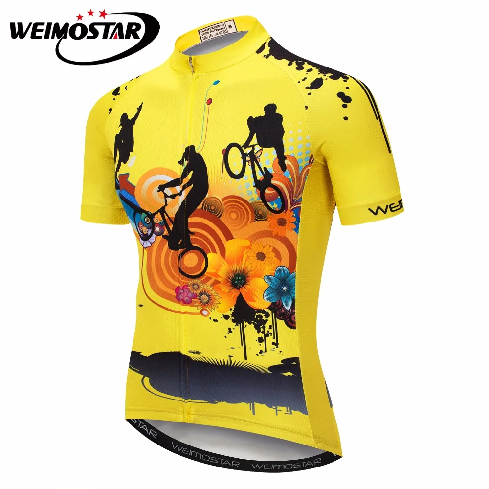 Weimostar Yellow Men Cycling Jersey Shirt Top Mtb Downhill Bicycle ...