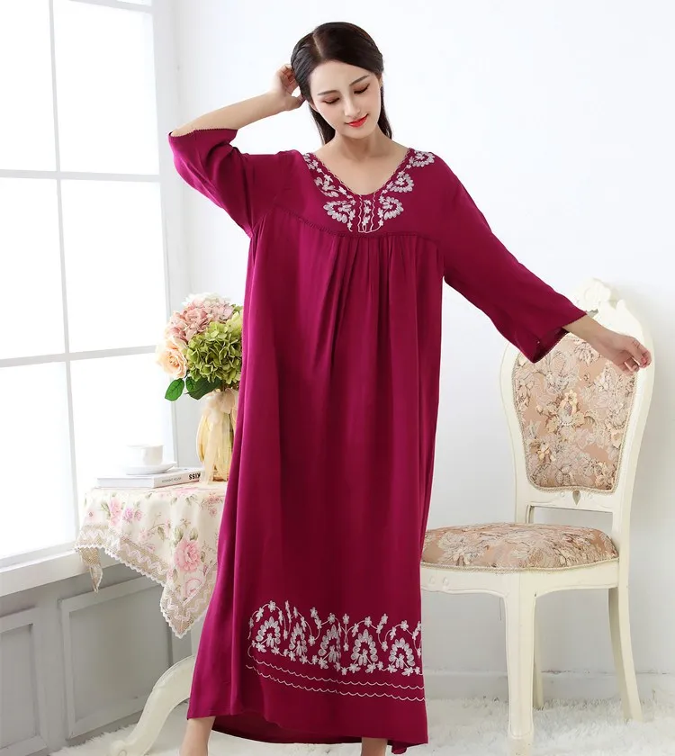 Autumn women Sexy cotton Nightgowns plus size Sleepwear Computer ...