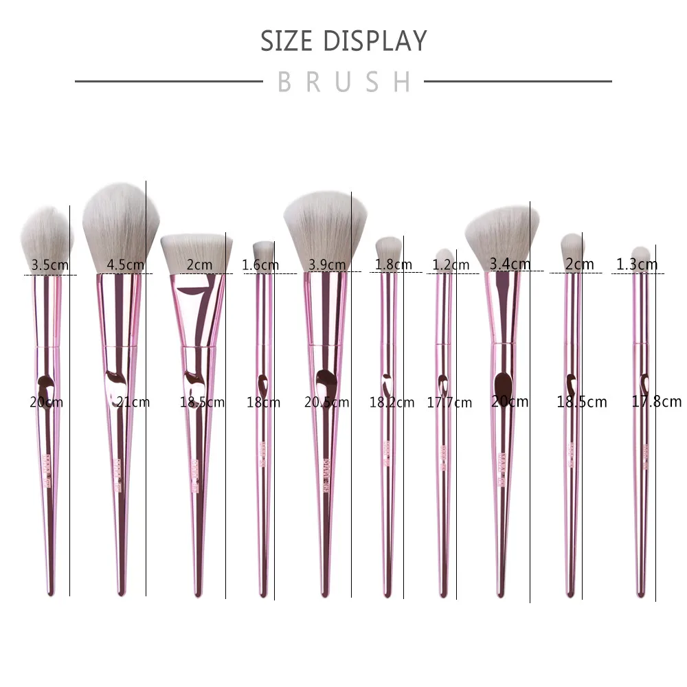 Кисти для макияжа "maange" 10 шт. розовые косметические золотые ...