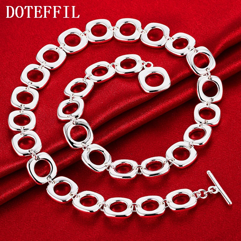 DOTEFFIL 925 Sterling Silver 20 Inches Square Round Chain Necklace For ...