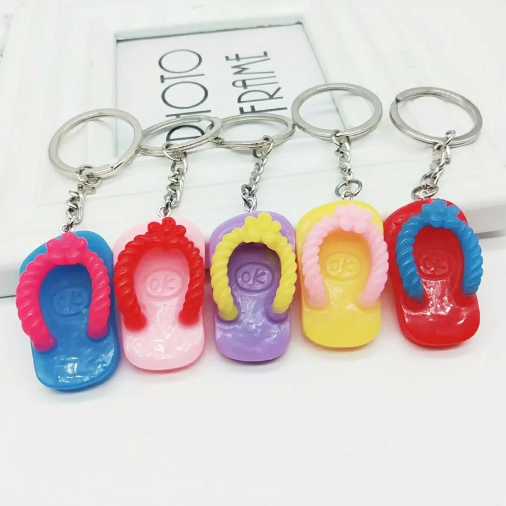 5pcs/lot Creative simulation 4*2.5cm Slippers Pendant Keychain 3 D ...