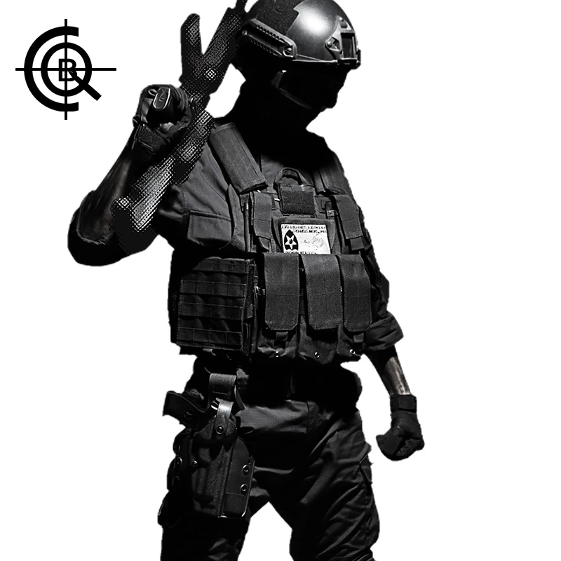 CQB Outdoor Tactical Slim Black Camouflage Suit Men Commando Training ...