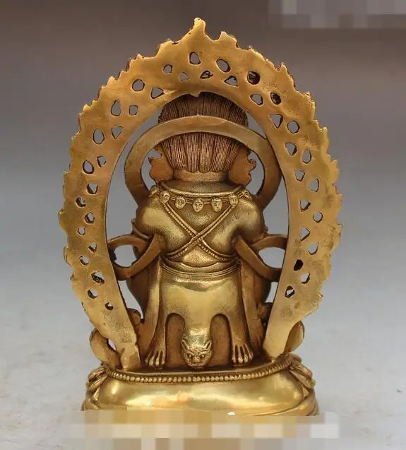 Chinese Tibet Buddhism Bronze Mahakala Wrathful Deity Buddha Backlight ...