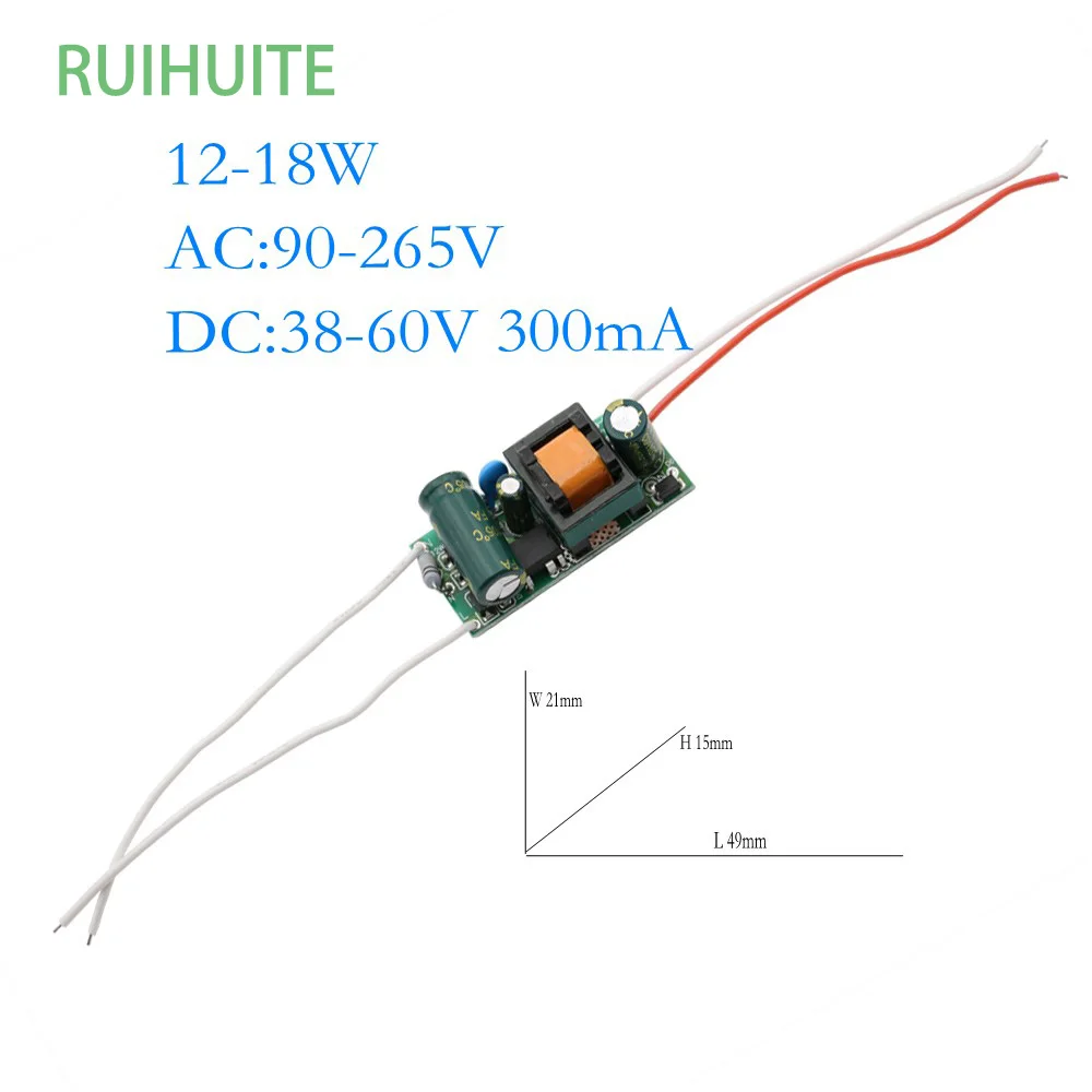 50 pcs/lot 300mA LED Driver 12 18W 12W 13W 14W 15W 16W 17W 18W DC38 60V ...