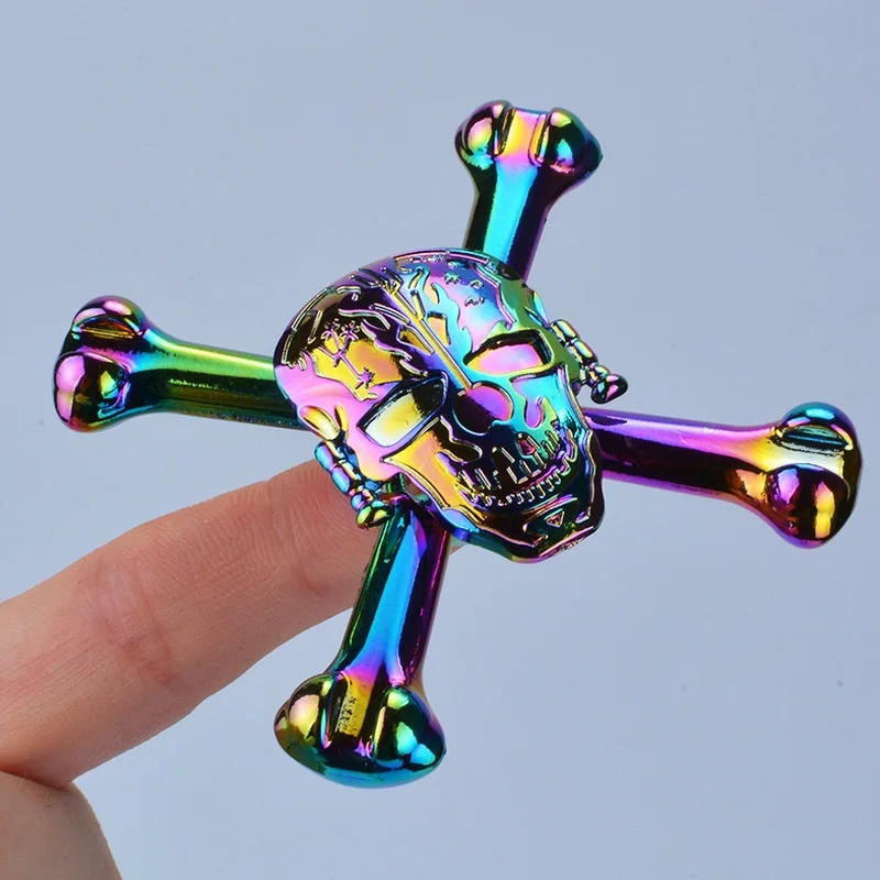 Fidget Spinner Bone Head Rainbow Colorful Finger Skull Death Head Edc ...