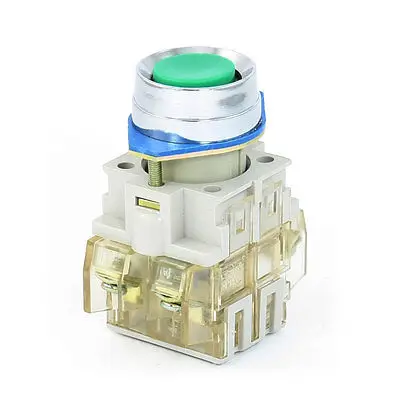 Panel Mounting Green Momentary Push Button Switch AC 220V 4.5A 1NO 1NC ...