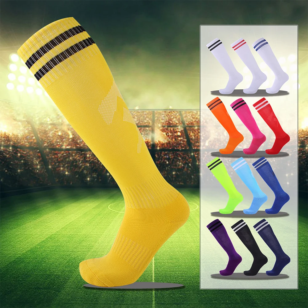 2018 Men Football Socks Striped Boys Soccer Sports Socks Long Stockings Above Knee Socks Running ...