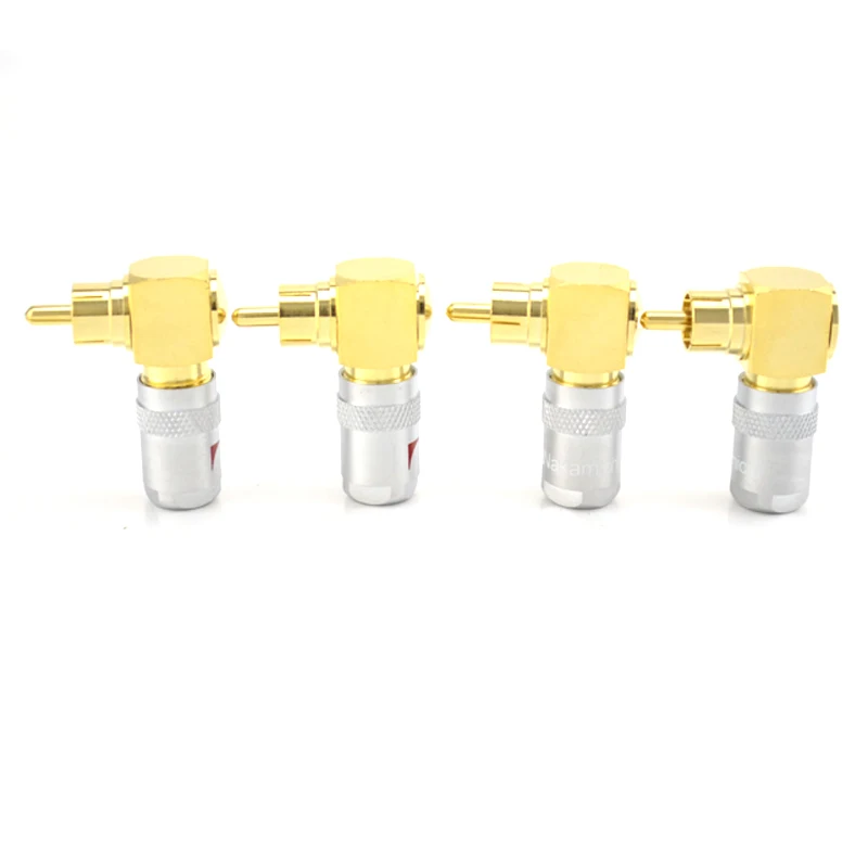 4pcs Audio Grade Nakamichi Gold Plated Right Angle Rca Terminal Unsolder Screw Locking Rca Male ...