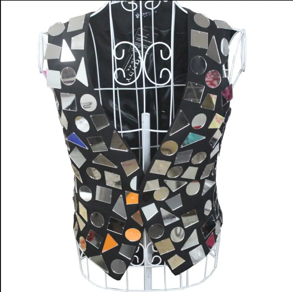 Singer Vest Men Nightclub Bar Ds Mirror Irregular Vest Intensive Mirror ...