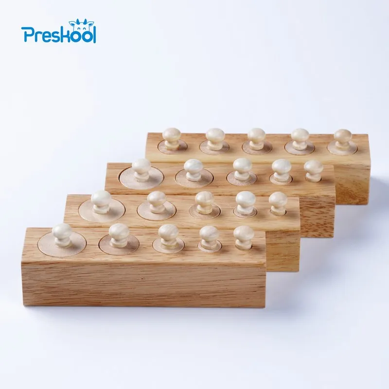 Baby-Toy-Montessori-Cylinders-4-Blocks-Sensorial-Preschool-Training ...