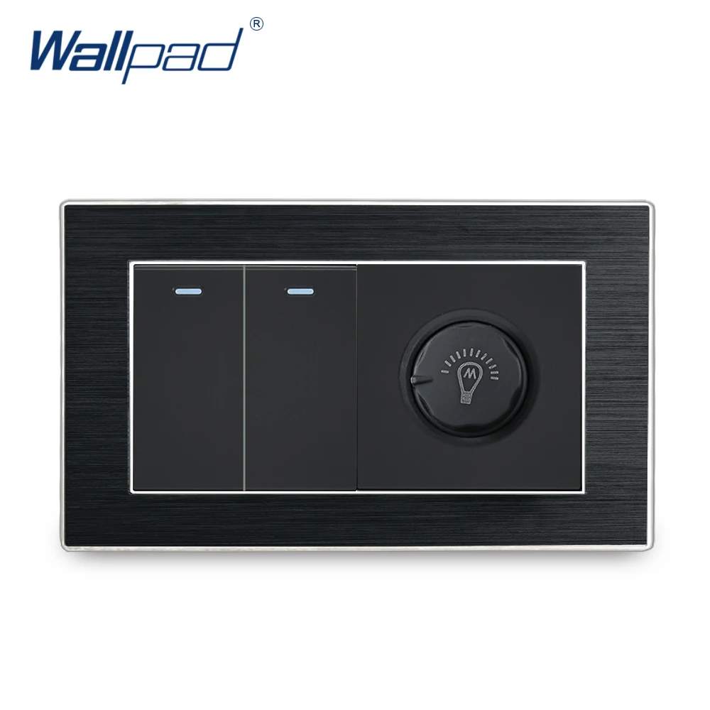 2 Gang 2 Way with Dimmer Switch Wallpad Luxury On Off Satin Metal Panel ...
