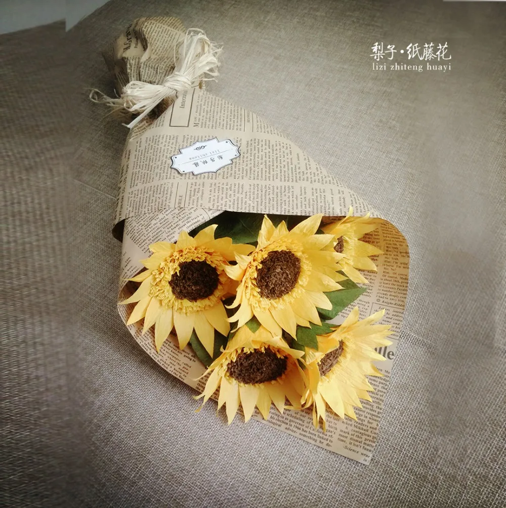 DIY sunflower rattan paper flowers crafts materials package 8 Family ...