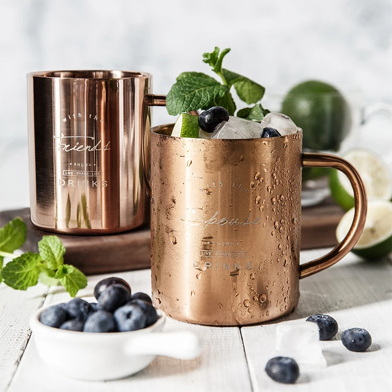400ml Stainless steel mugs retro large capacity Copper plating mug ...