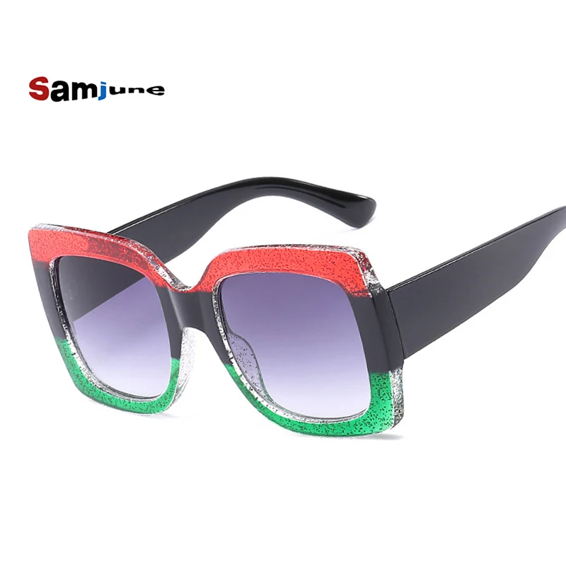 Oversized Green Square Sunglasses | Red Gradient Square Sunglasses ...
