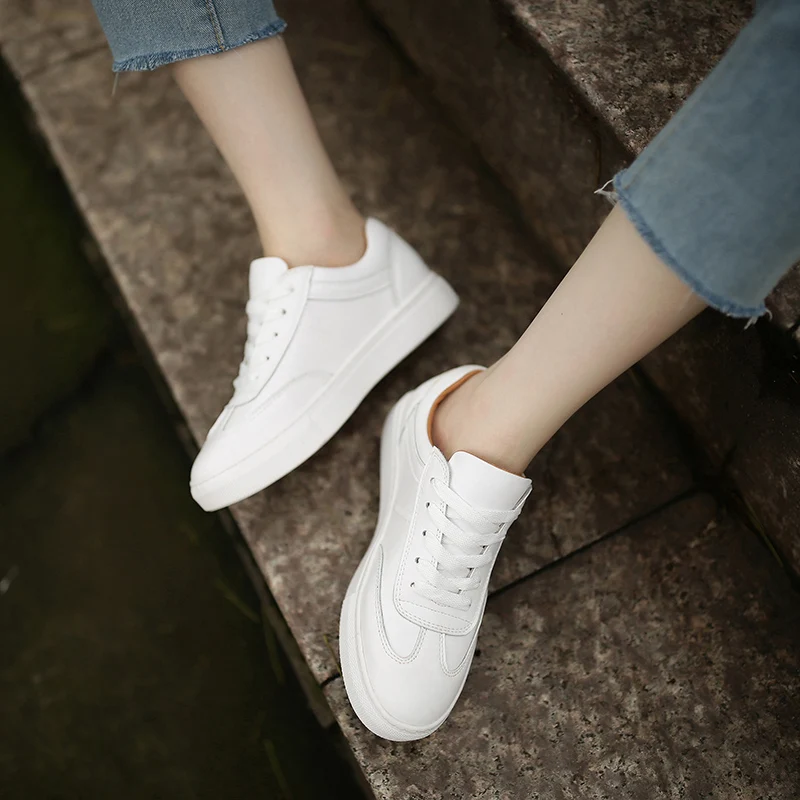 LVABC/женские белые кроссовки из натуральной кожи на плоской подошве ...