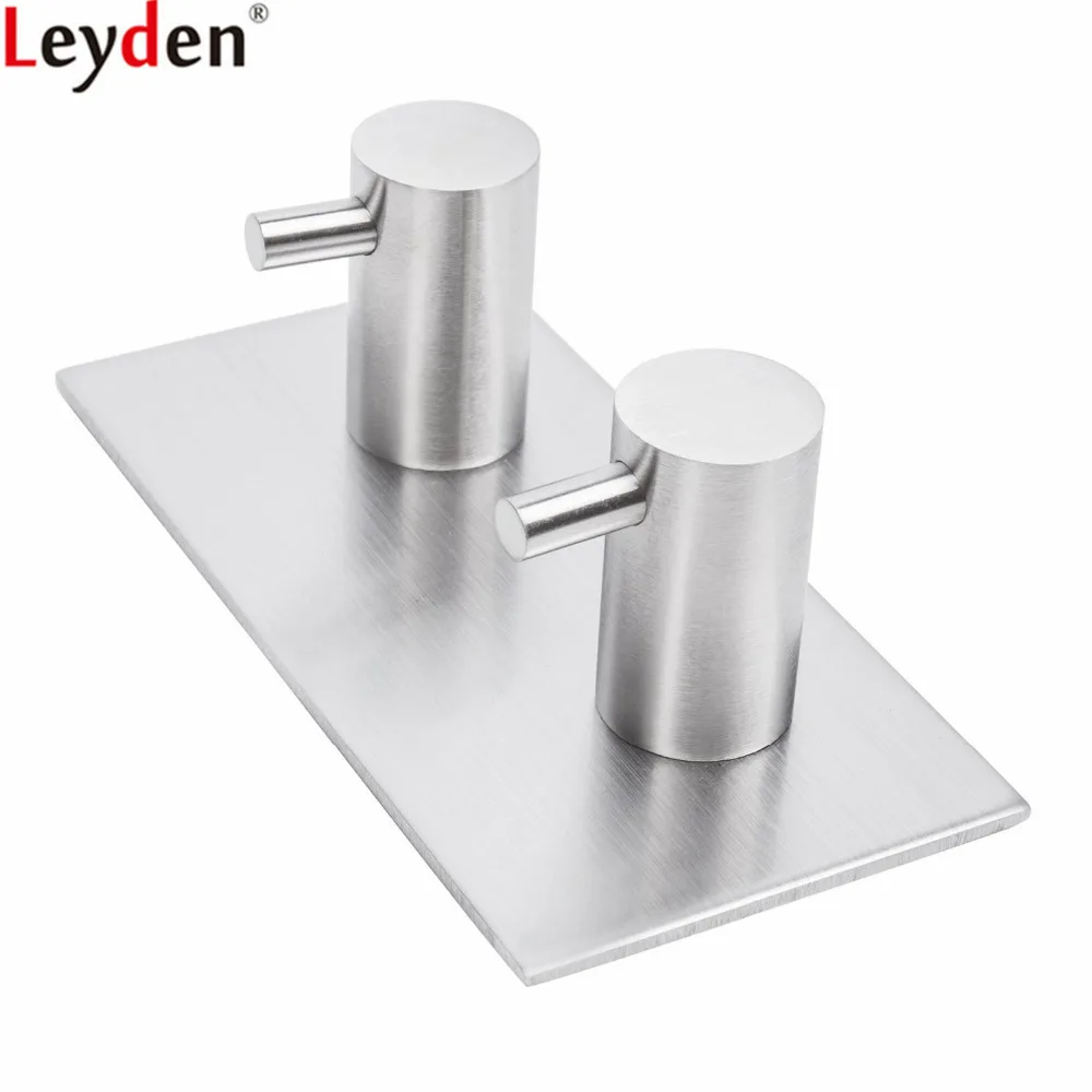 Leyden Robe Hooks Brushed Stainless Steel Modern Wall Mounted Silver Clothes Towel Hooks