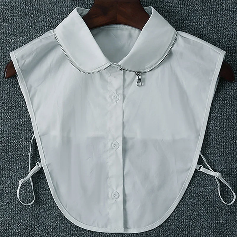 Fashion women rounded collars white cotton shirt detachable collar with ...